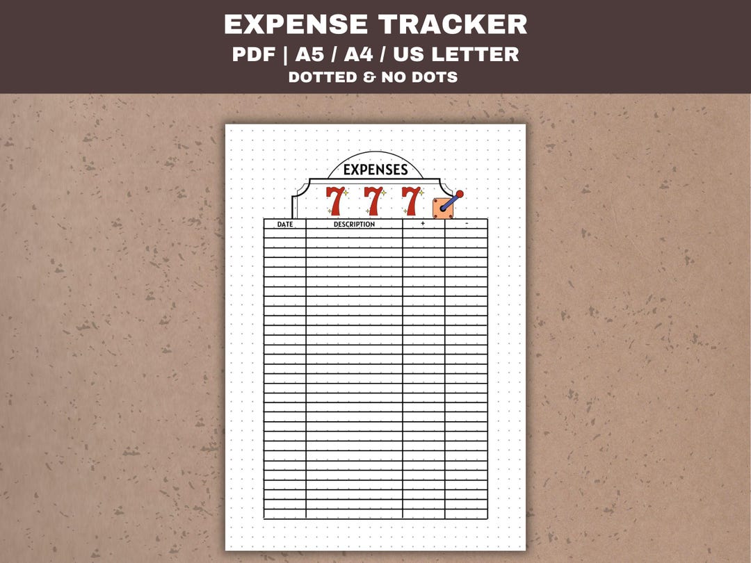Slot Machine Expense Tracker Printable: Budget Planner Inserts (digital ...