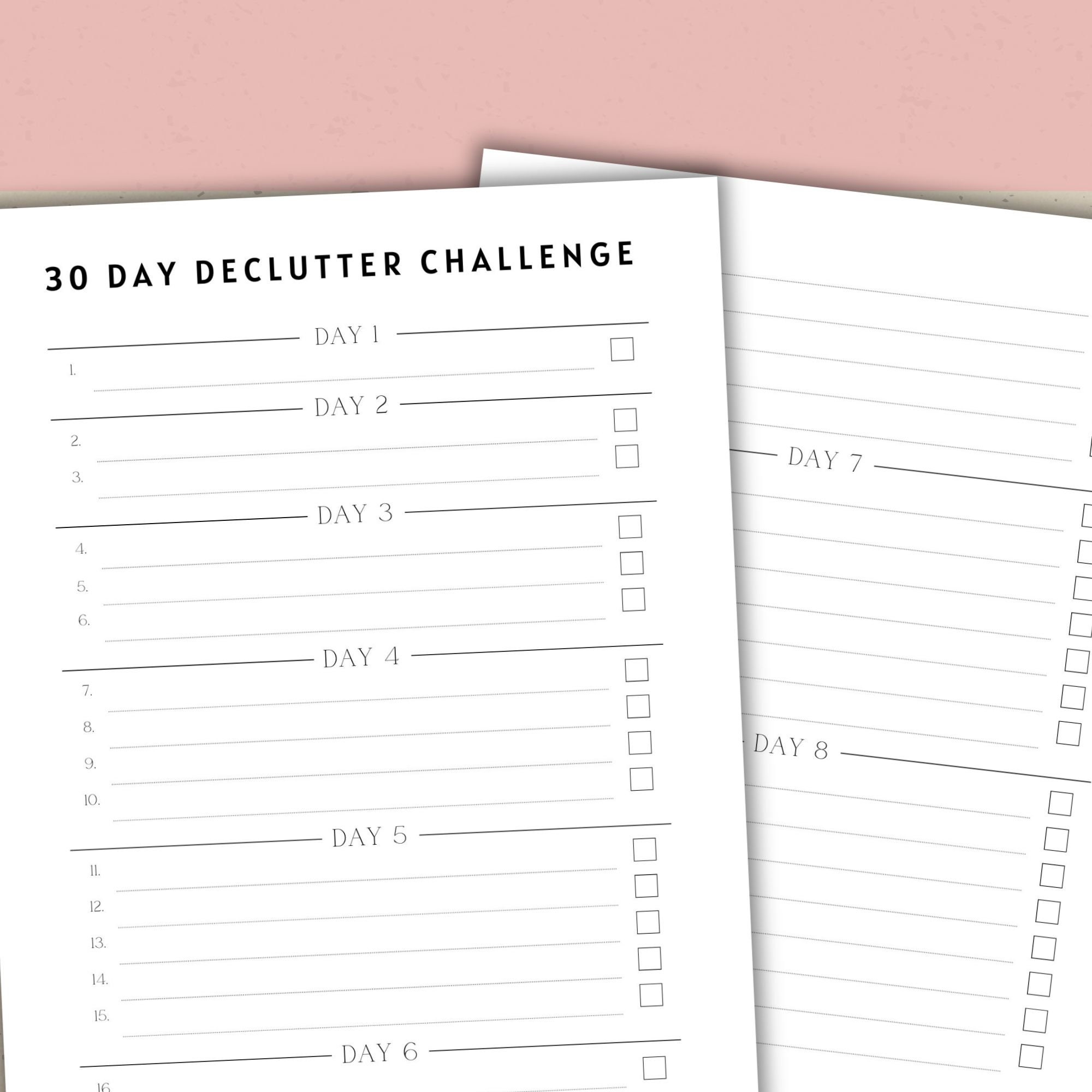 Declutter Checklist 30 Day Declutter Challenge Printable Home ...