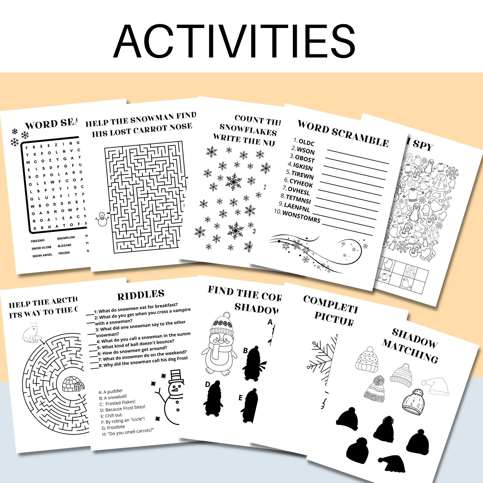 Winter Activity Book for Kids Printable Winter Worksheets Winter ...