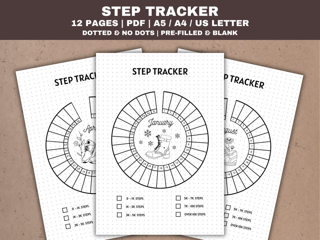 Monthly Step Tracker Printable Step Log Daily Steps Tracker Step ...