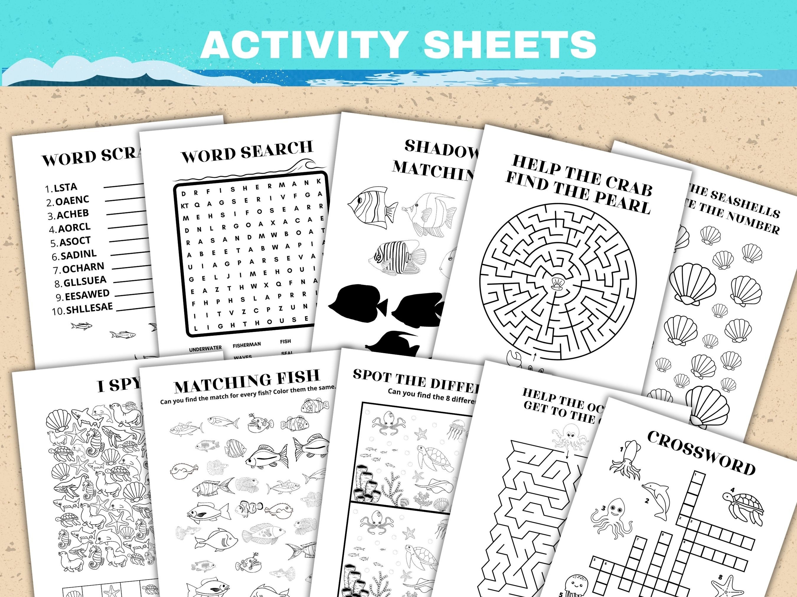 Under the Sea Activity Pack: Ocean Coloring Pages & Games (PDF Download ...