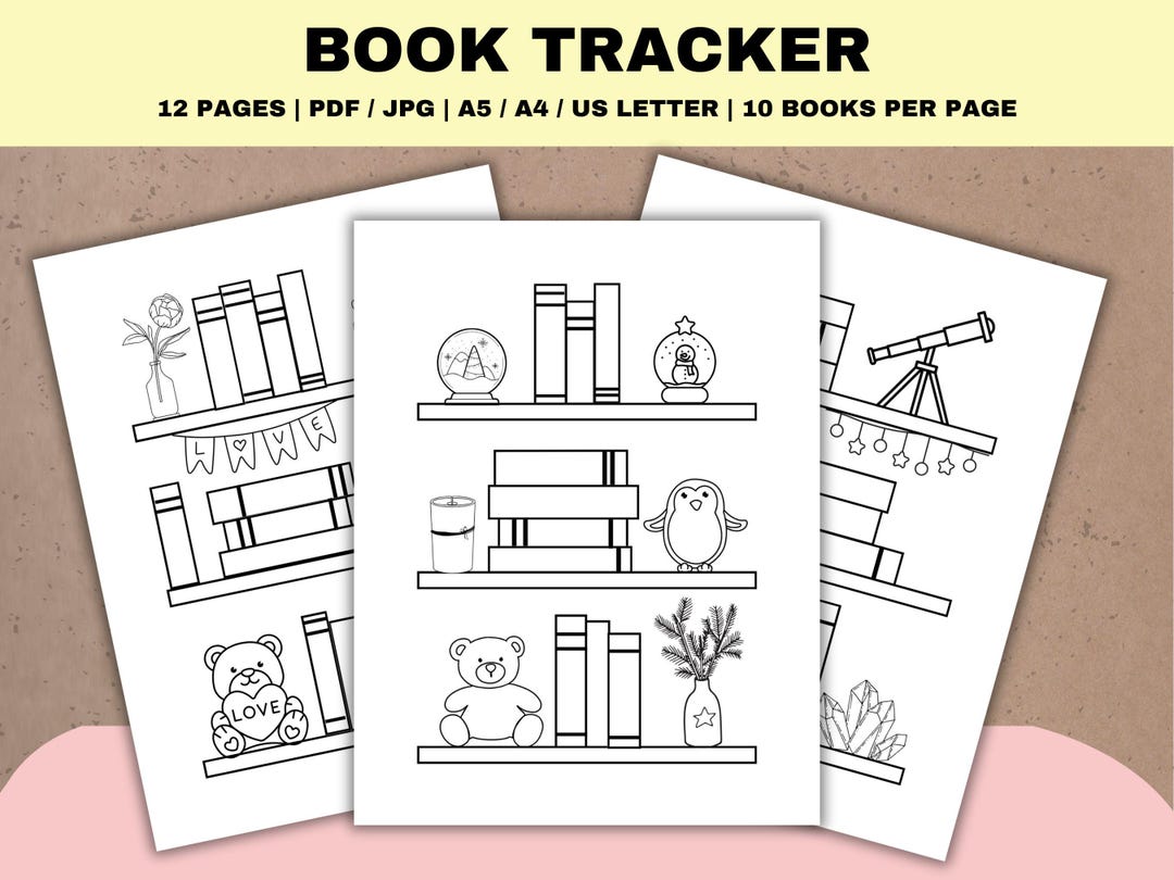 Reading Tracker Printable Bookshelf Tracker 12 Month Book Tracker Book ...