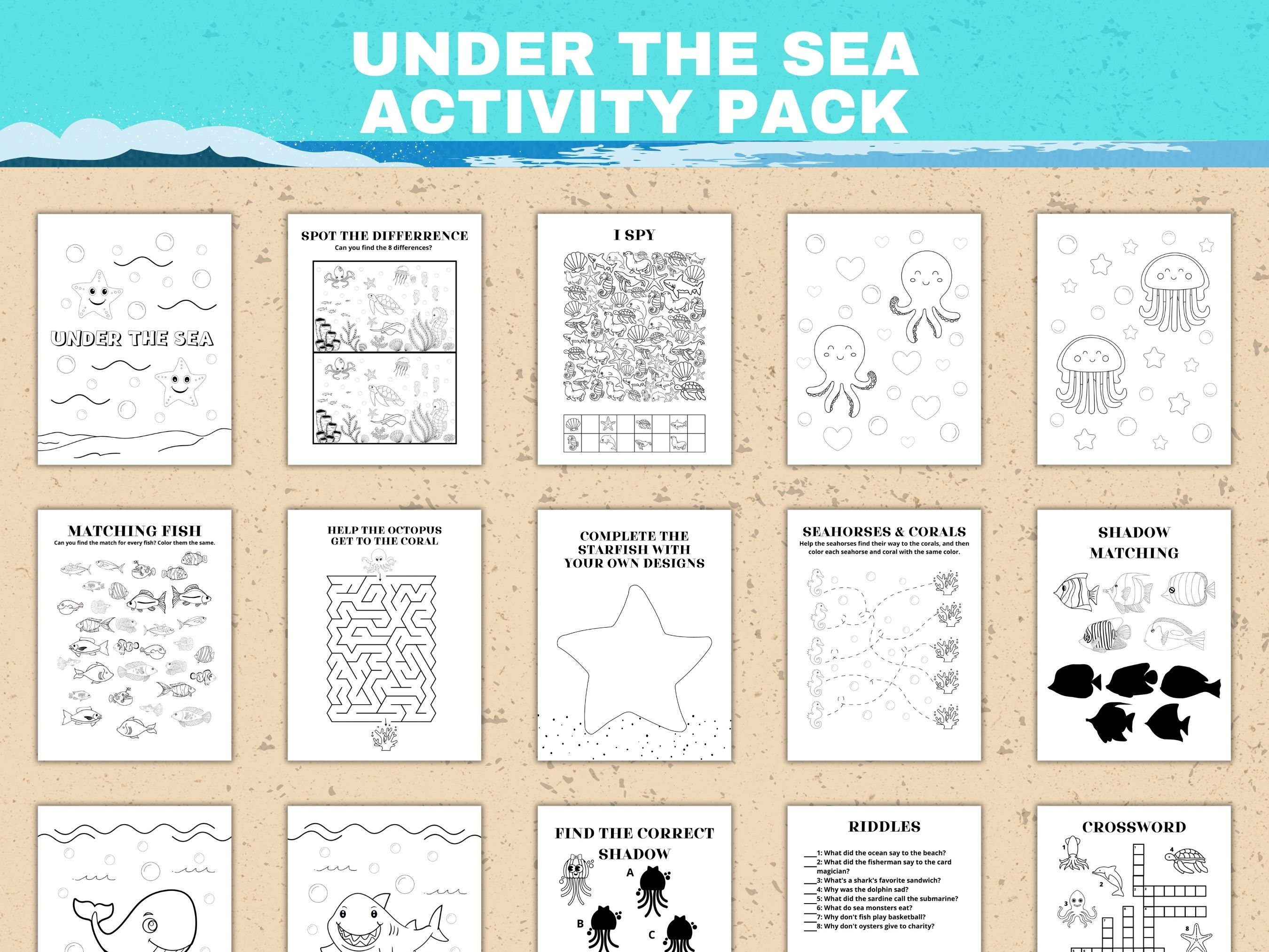 Under the Sea Activity Pack: Ocean Coloring Pages & Games (PDF Download ...