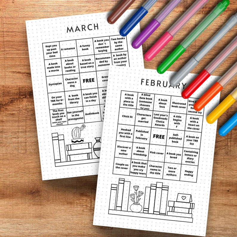 Book Bingo Reading Challenge: Monthly Tracker Printable (PDF/JPG) - Etsy