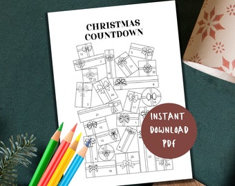 Advent Calendar Coloring Page Printable Countdown to Christmas ...