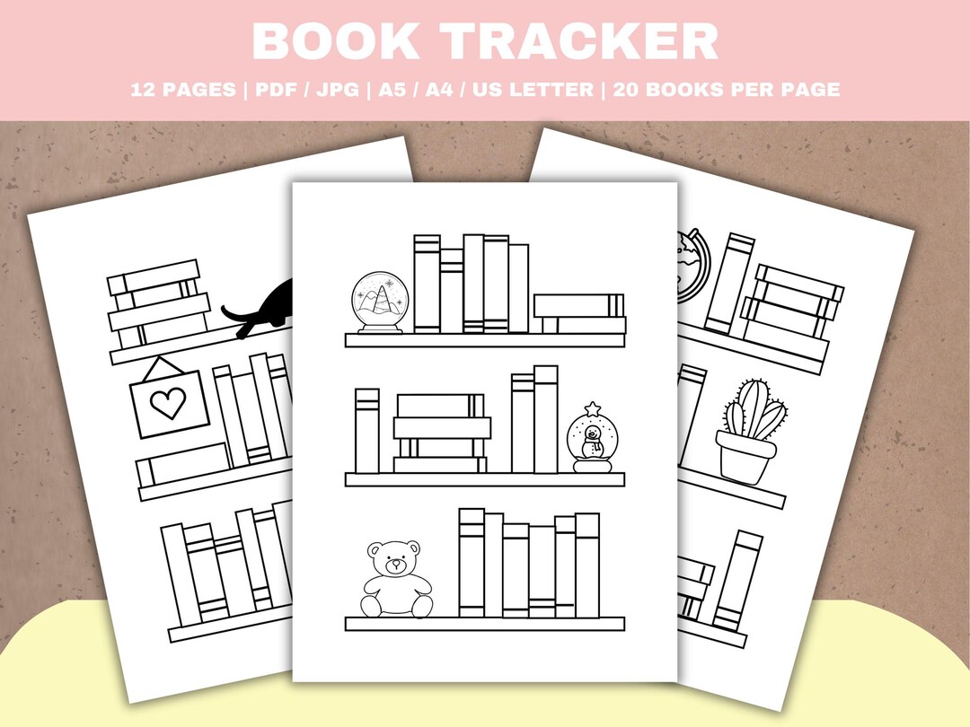 Bookshelf Reading Tracker Printable: 12 Month Challenge (PDF/JPG) - Etsy