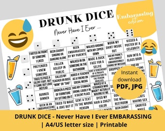 Roll the Dice Printable Drinking Game - Etsy