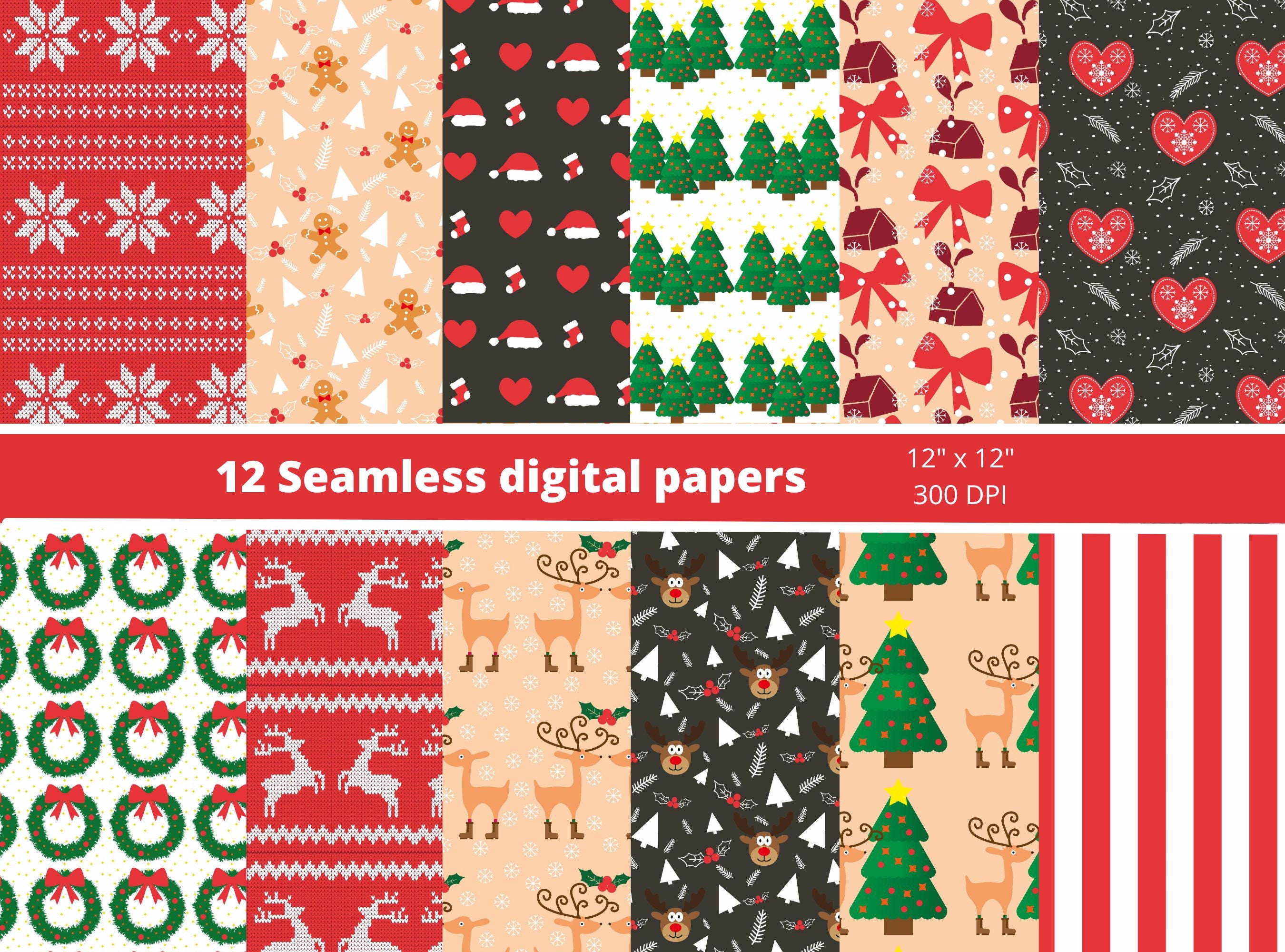 Christmas Digital Papers, Winter Digital Papers, Christmas Scrapbook ...