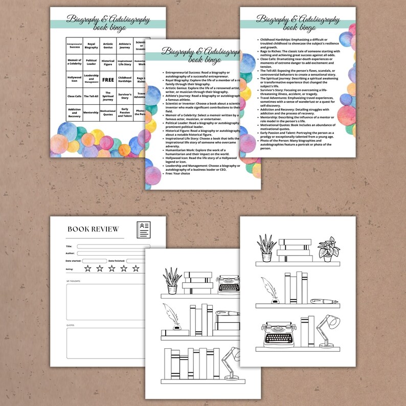 Biography Book Bingo, Autobiography Book Bingo, Book Challenge ...