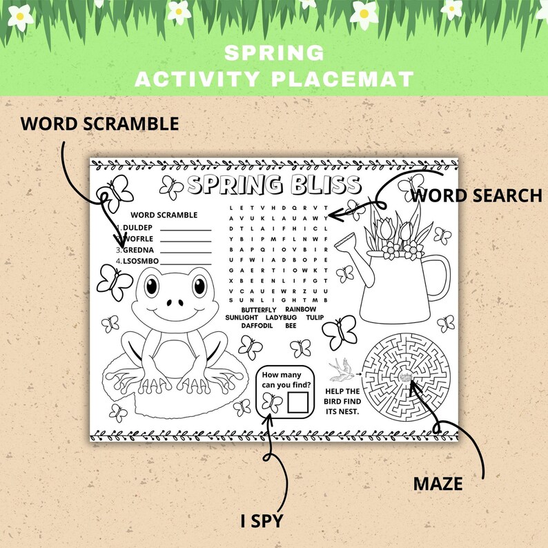 Four Seasons Activity Placemat Bundle: Spring, Summer, Fall, Winter ...