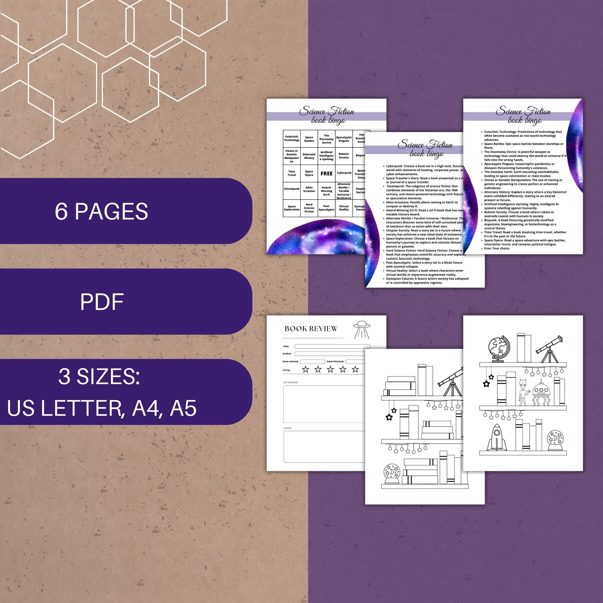 Sci Fi Book Bingo Printable Sci Fi Reading Challenge Science Fiction ...