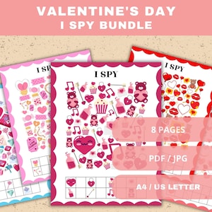 Valentines Day I Spy Activity Bundle, Valentines Day Printable Games ...