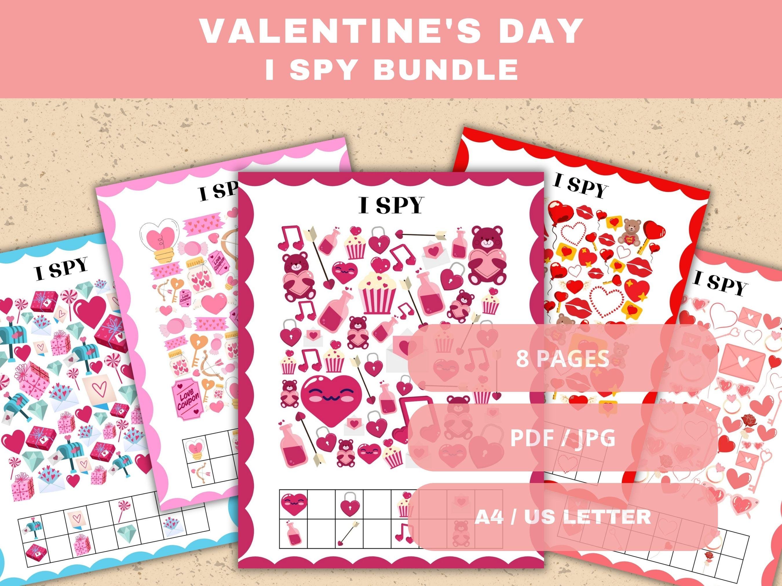 Valentines Day I Spy Activity Bundle, Valentines Day Printable Games ...