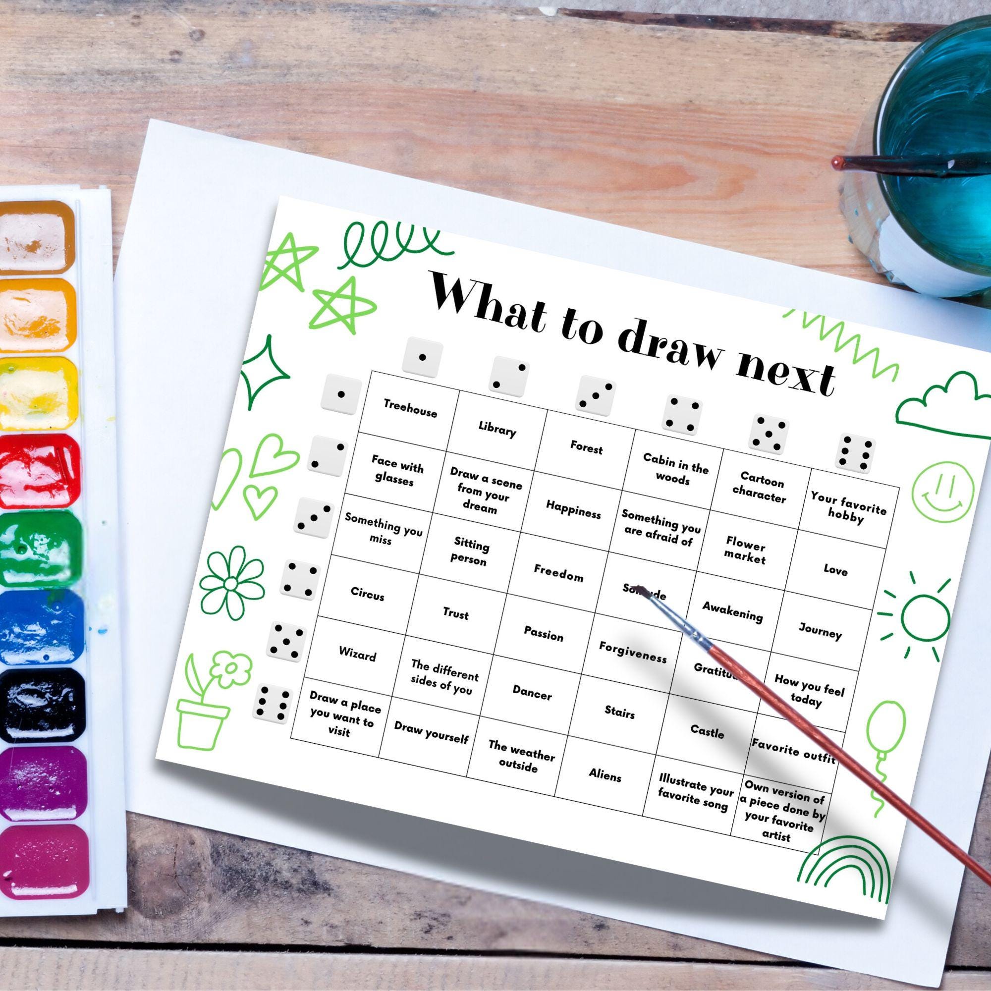 Art Dice Game Printable - Drawing Practice Prompts, Daily Drawing ...