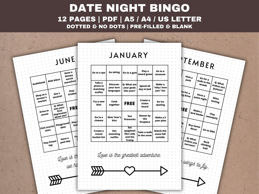 Date Night Bingo Printable: Couple's Activity Game (PDF) - Etsy