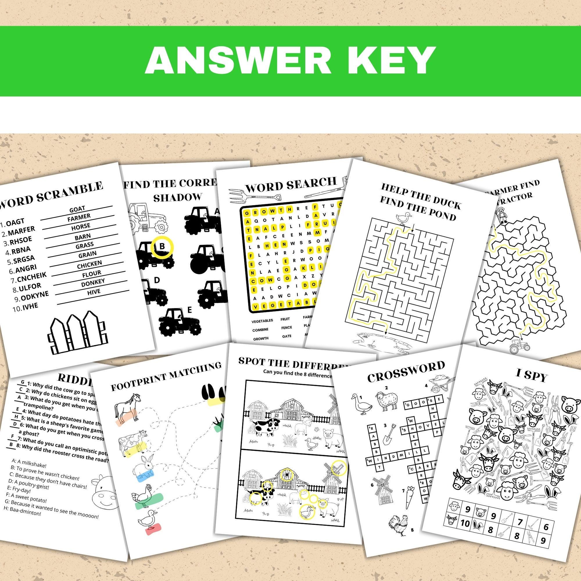 Farm Activity Book Printable Farm Animals Activity Pack Farm Birthday ...