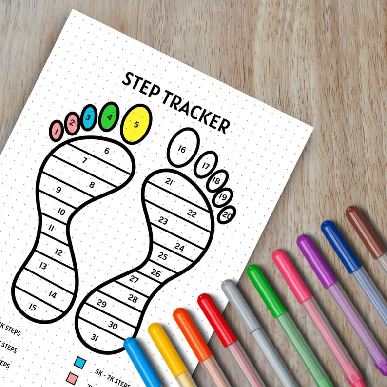 Monthly Step Tracker Printable: Daily Fitness Log (PDF) - Etsy