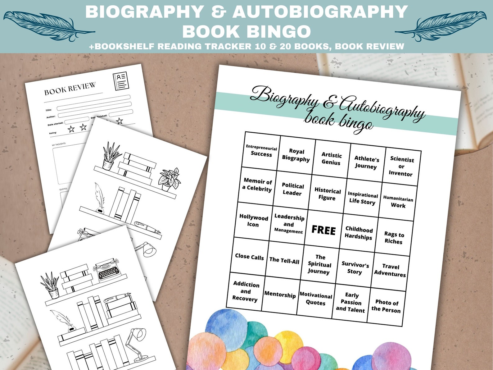 Biography Book Bingo, Autobiography Book Bingo, Book Challenge ...