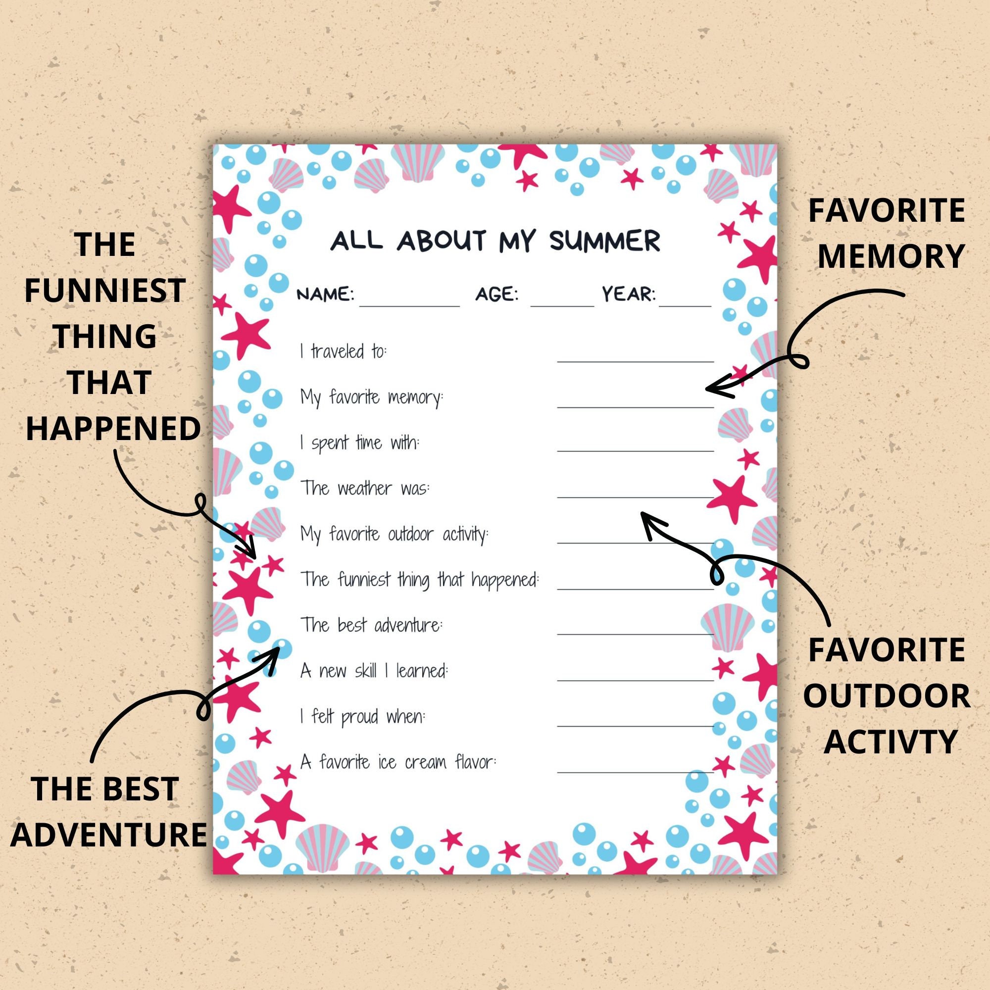 All About My Summer Holiday Worksheet Summer Memory Page All About My ...