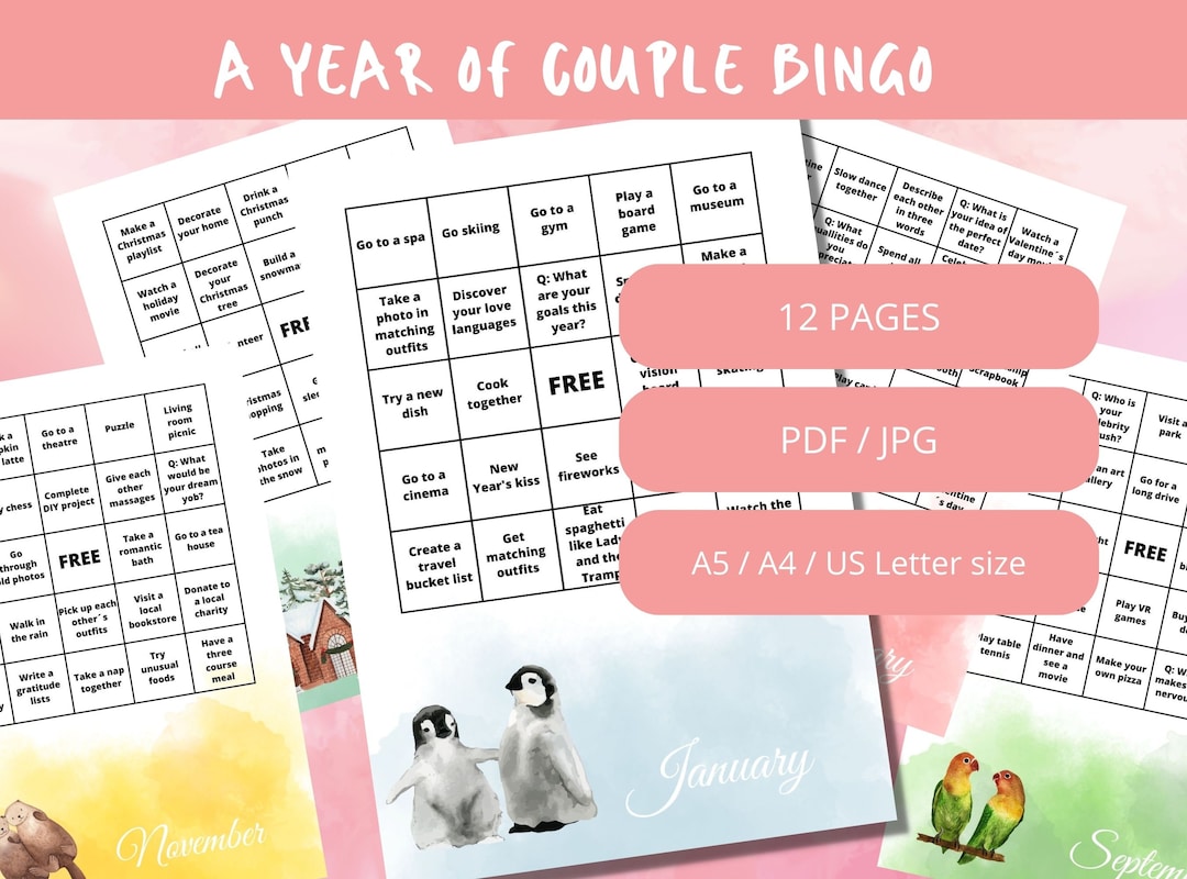 Couple Bingo Game Printable Date Night Bingo Game for Couples Date ...