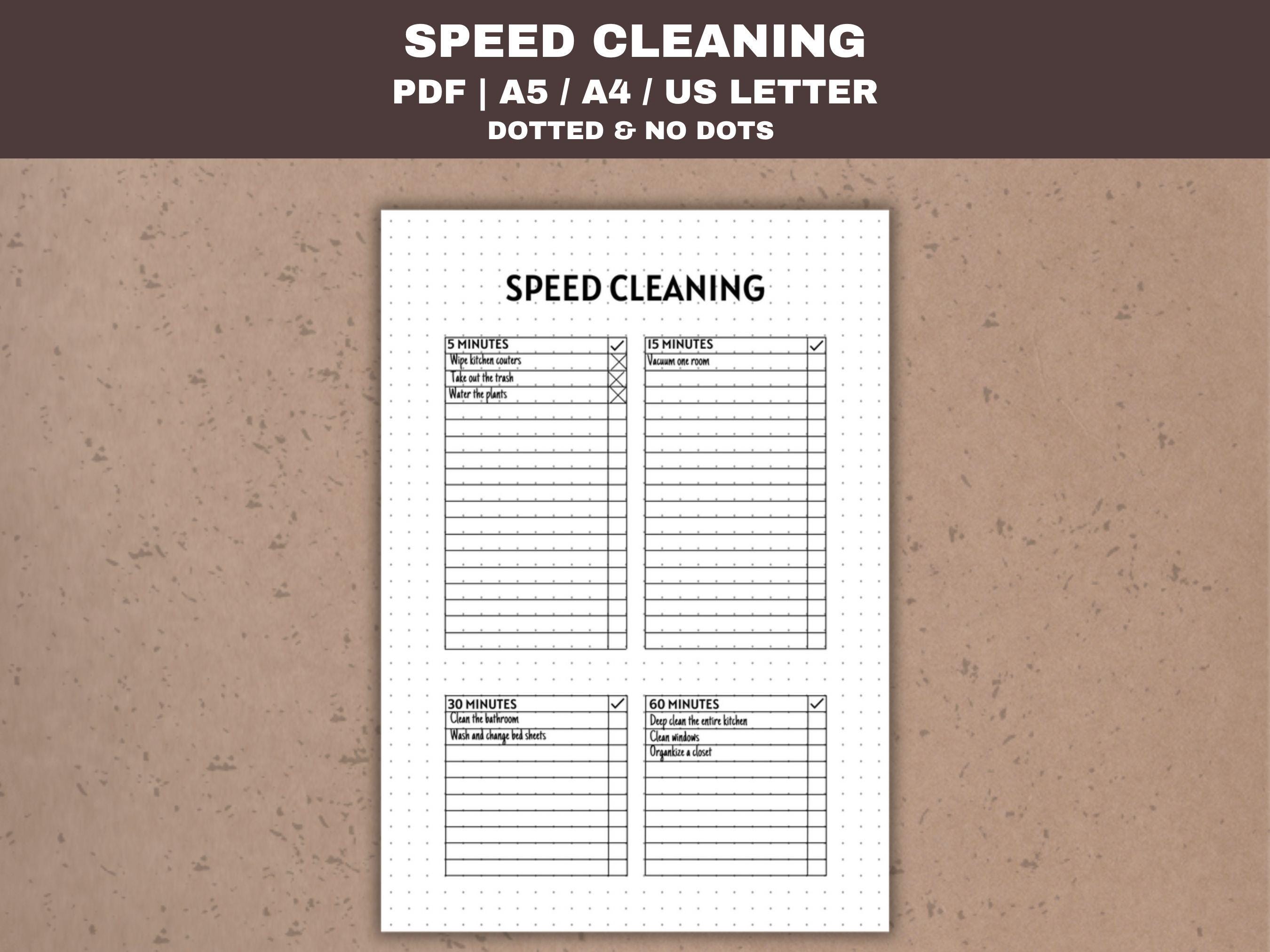 Speed Cleaning Checklist Printable Spring Cleaning ADHD Checklist Chore ...