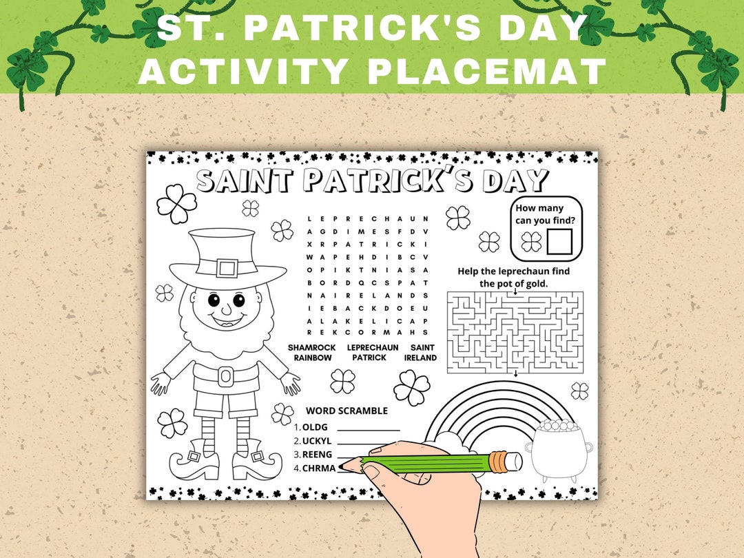 St. Patrick's Day Activity Placemat Printable St. Patrick's Day ...