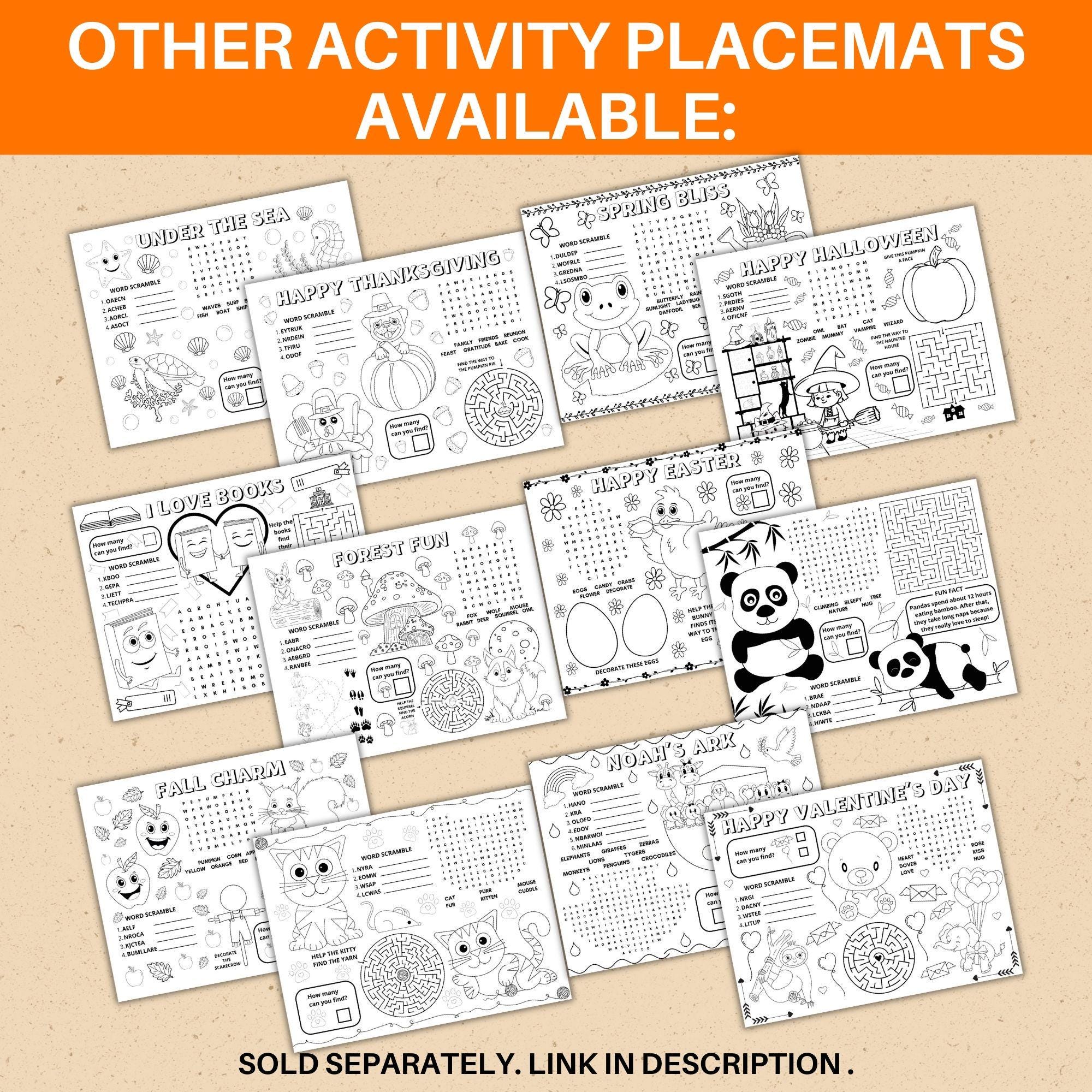 Safari Activity Placemat Printable Safari Activity Sheet for Kids ...