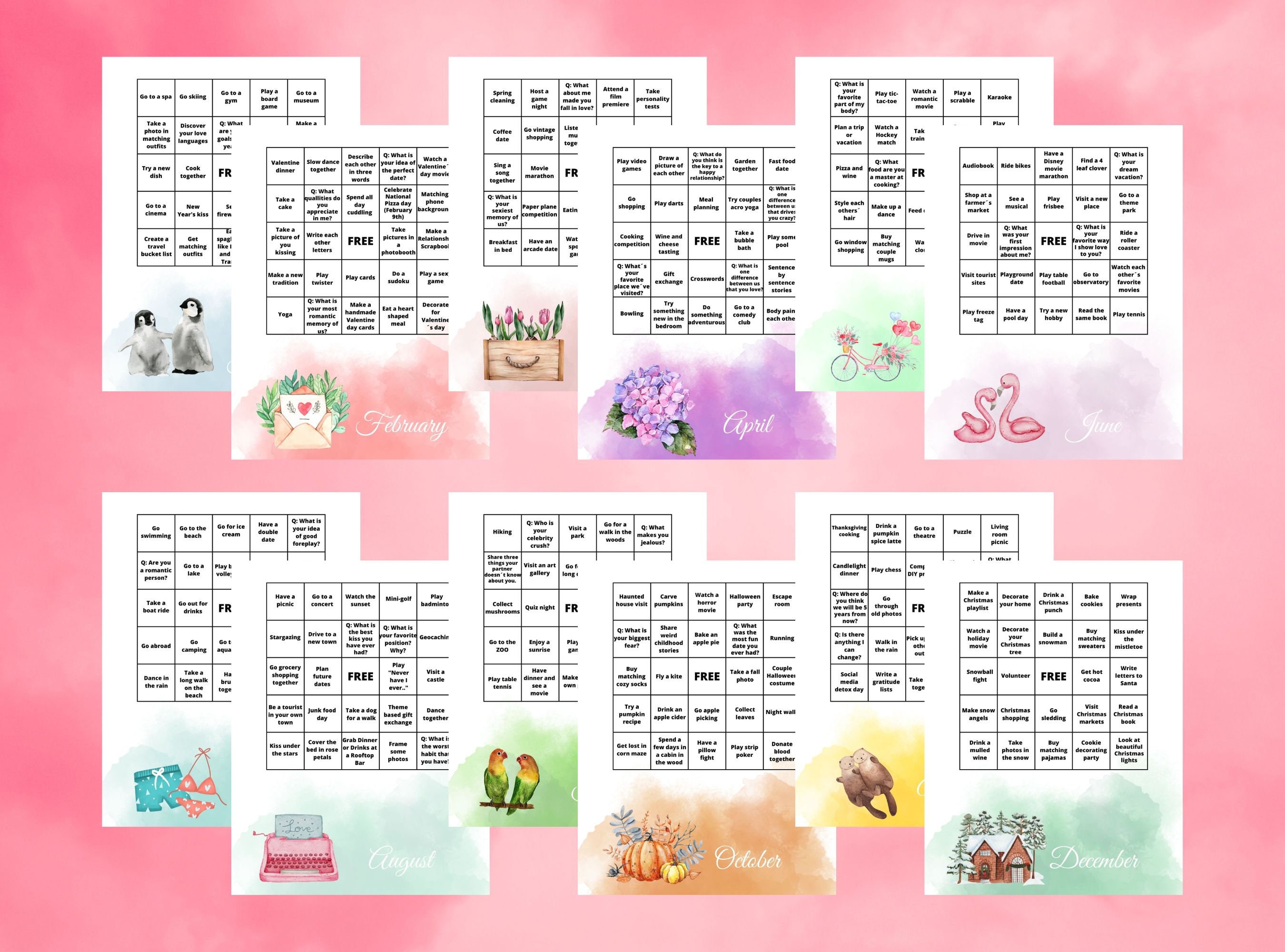 Couple Bingo Game Printable Date Night Bingo Game for Couples Date ...