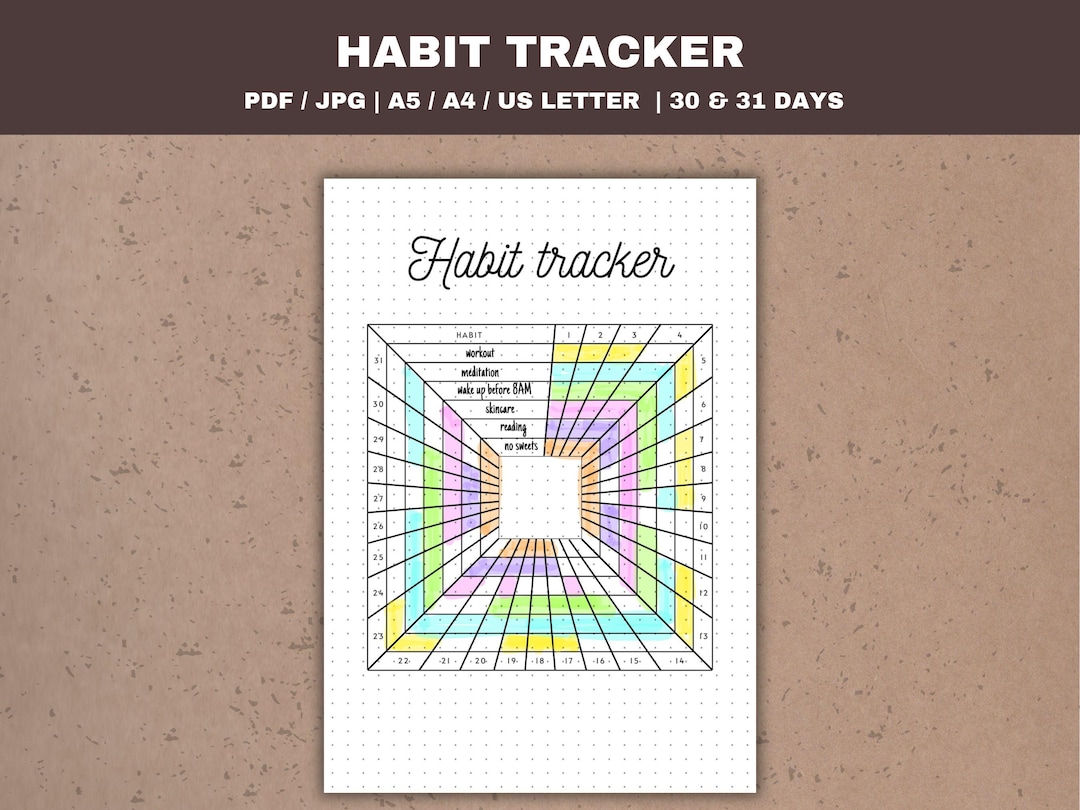 Square Habit Tracker Journal Page Monthly Habit Tracker Printable ...