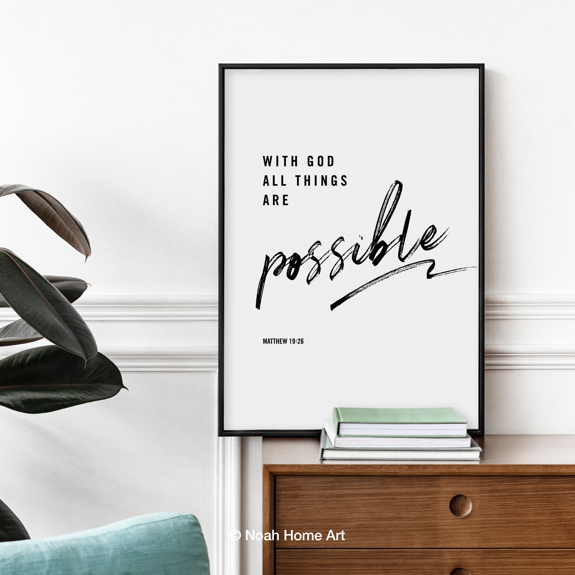 Bible Verse Printable, Matthew 19:26, Scripture Wall Art, Modern ...