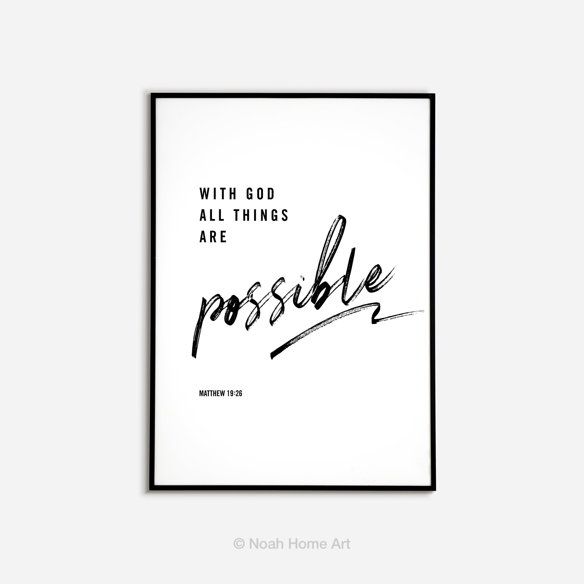 Bible Verse Printable, Matthew 19:26, Scripture Wall Art, Modern ...