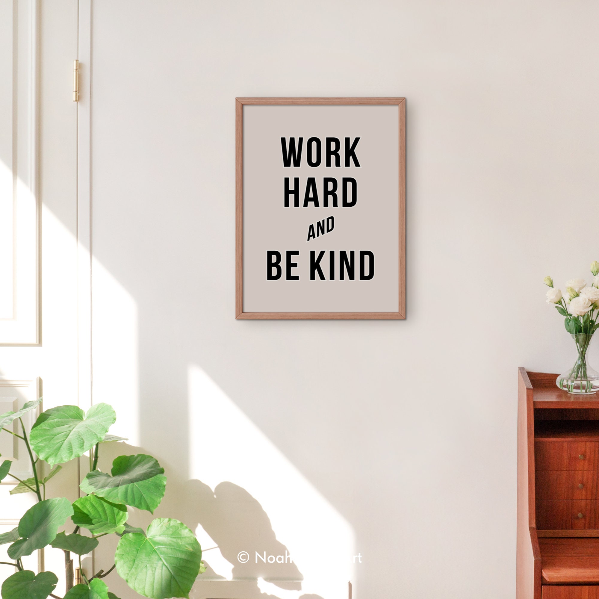 Work Hard and Be Kind Printables, Positive Vibes Poster, Minimalist Art ...