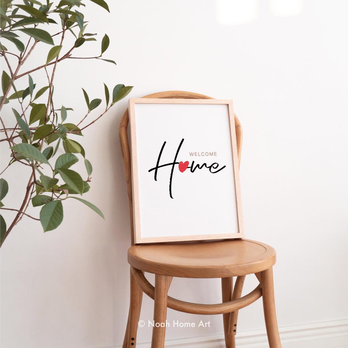 Modern Welcome Home Sign With Heart, Minimalist Entryway Wall Art Print ...