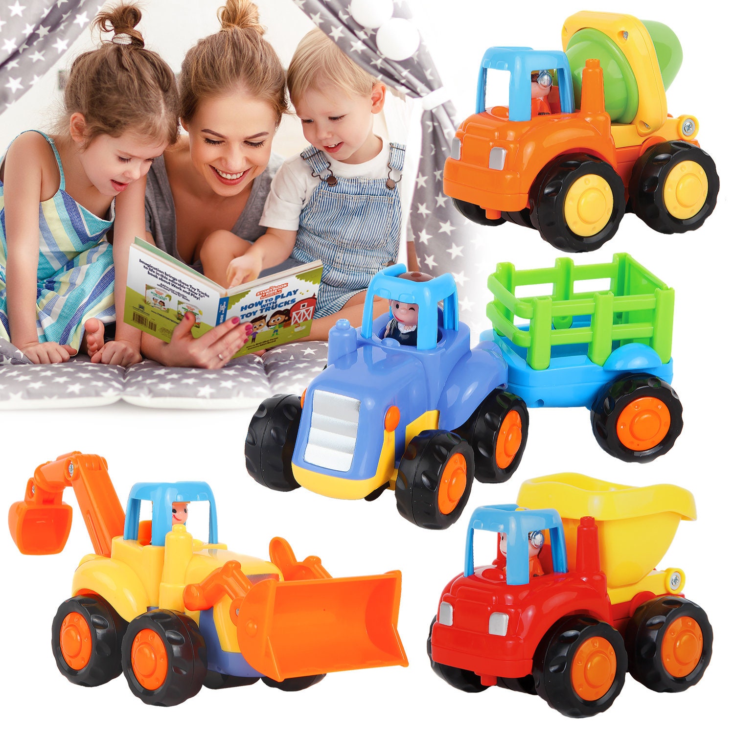 Toddler Construction Friction Truck Toys | Friction Powered Cars Toy ...