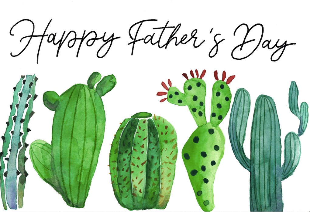 Happy Father's Day Watercolour Card, Father's Day Cactus Card, Father's ...