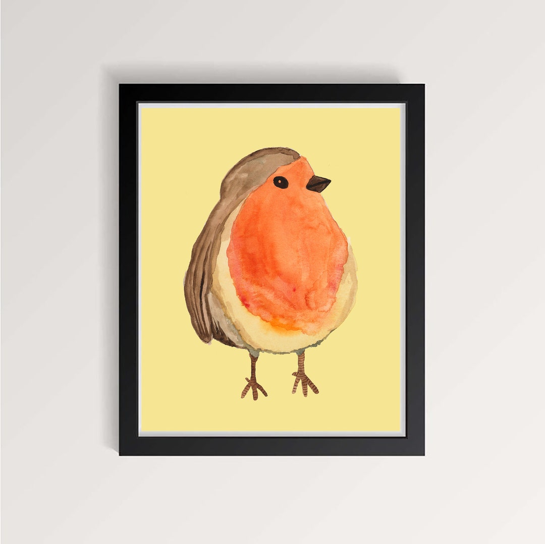 Cute Robin Print, Watercolour Robin Painting, Nursery Decor, Baby Bird ...