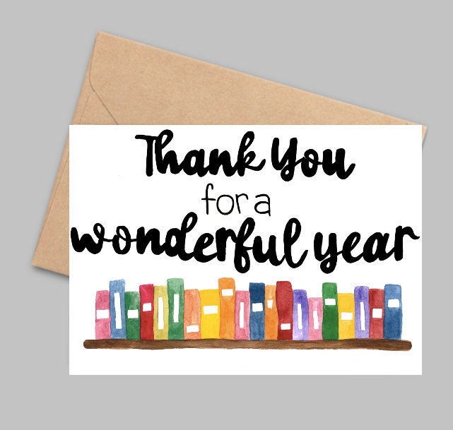 Thank You for A Wonderful Year Card, Teacher Appreciation Card, Cute ...