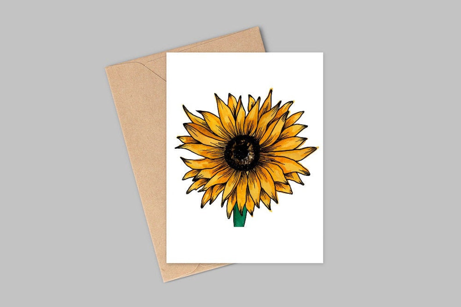 Watercolour Sunflower Greeting Card, Sunflower Card, Hand Painted ...