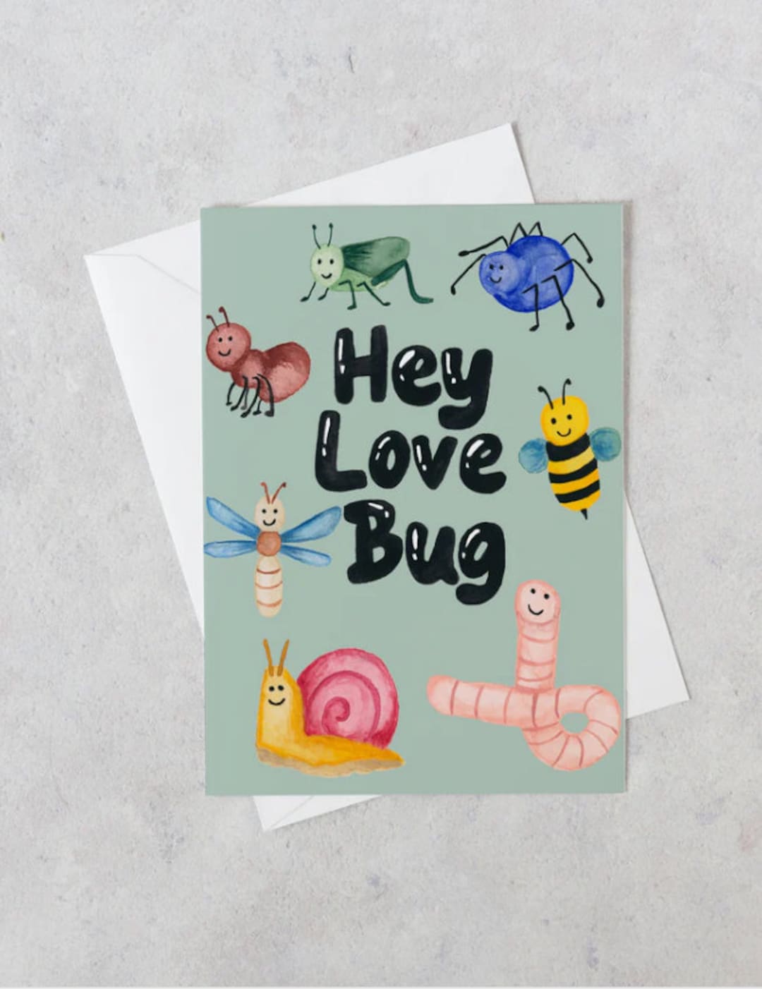 Hey Love Bug Card, I Love You Card, Bug Lover Card, Valentine's Day ...