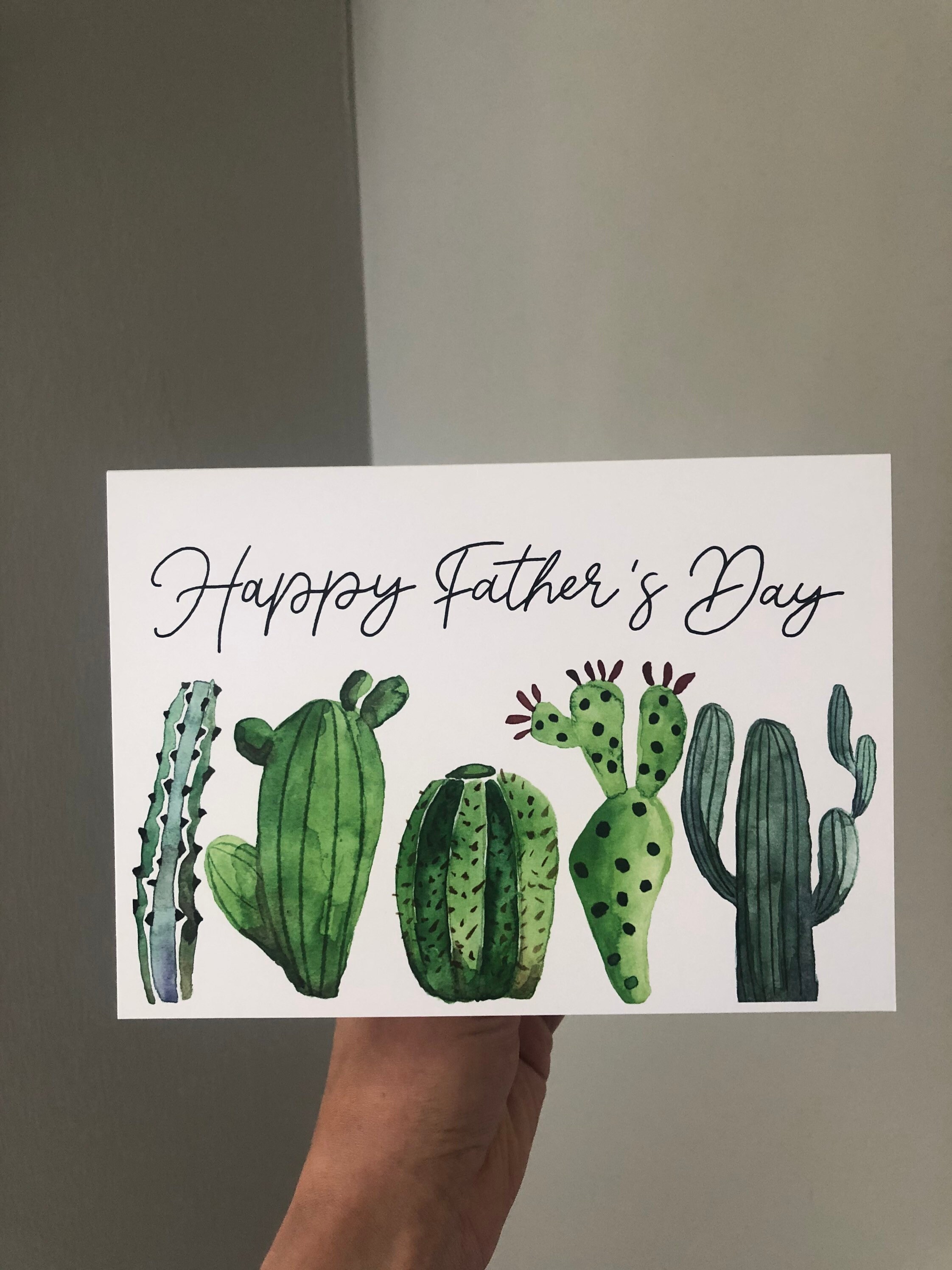 Happy Father's Day Watercolour Card, Father's Day Cactus Card, Father's ...