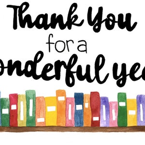 Thank You for A Wonderful Year Card, Teacher Appreciation Card, Cute ...