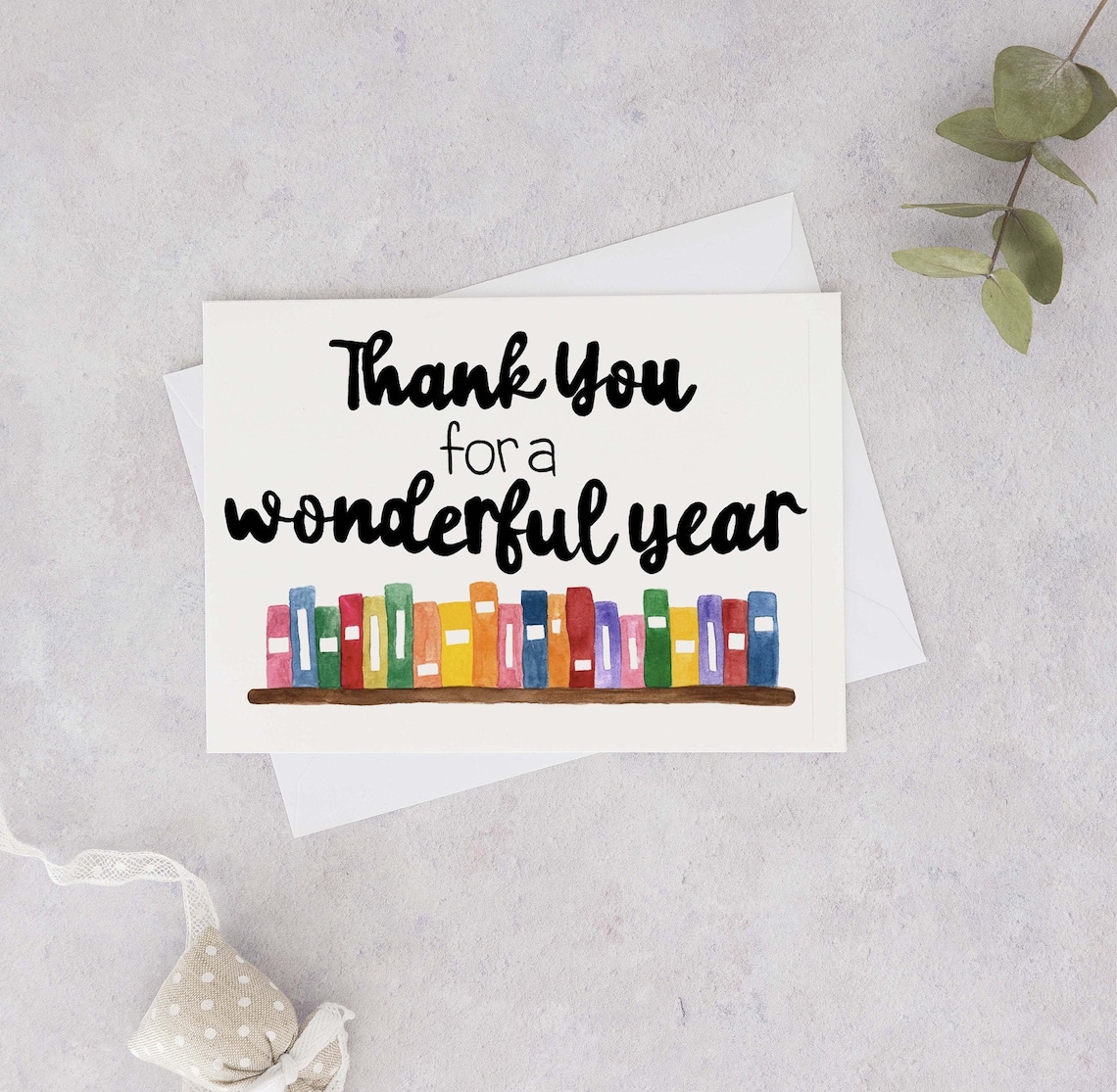 Thank You for A Wonderful Year Card, Teacher Appreciation Card, Cute ...