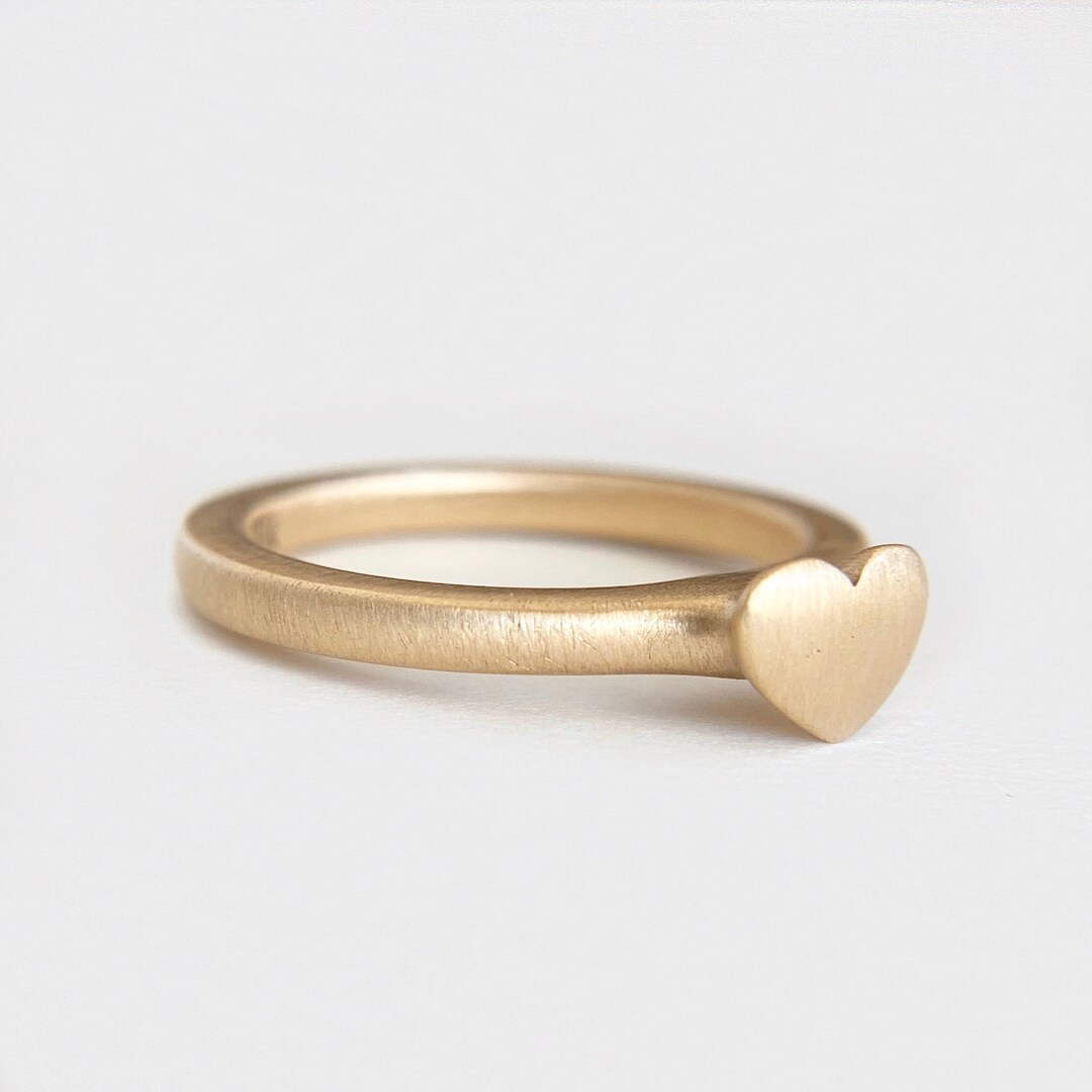 14k Gold Heart Ring, Solid Gold Promise Ring, Minimal Love Ring, Heart ...