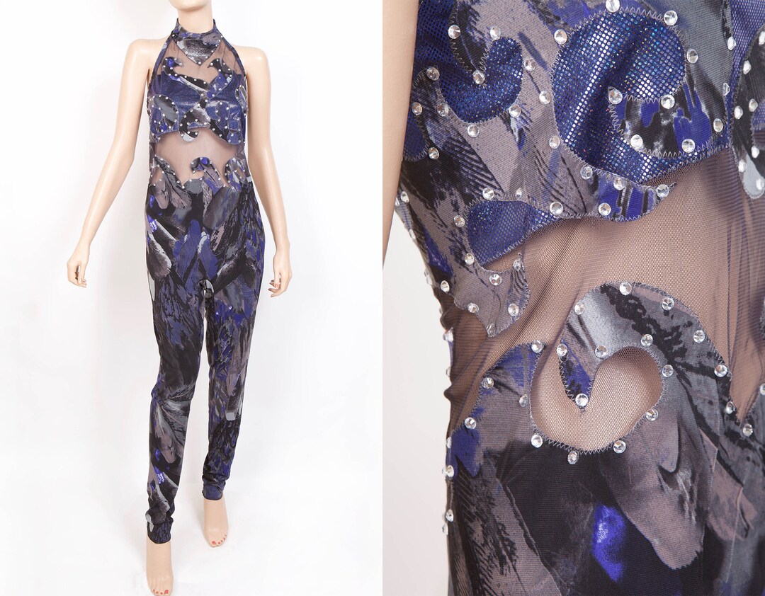 Vintage Bodysuit for Acrobatic Bodysuit With Rhinestones Dance Catsuit ...
