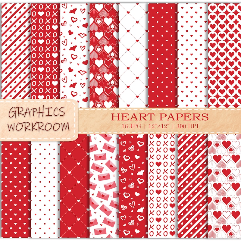 Digital Heart Papers - Etsy