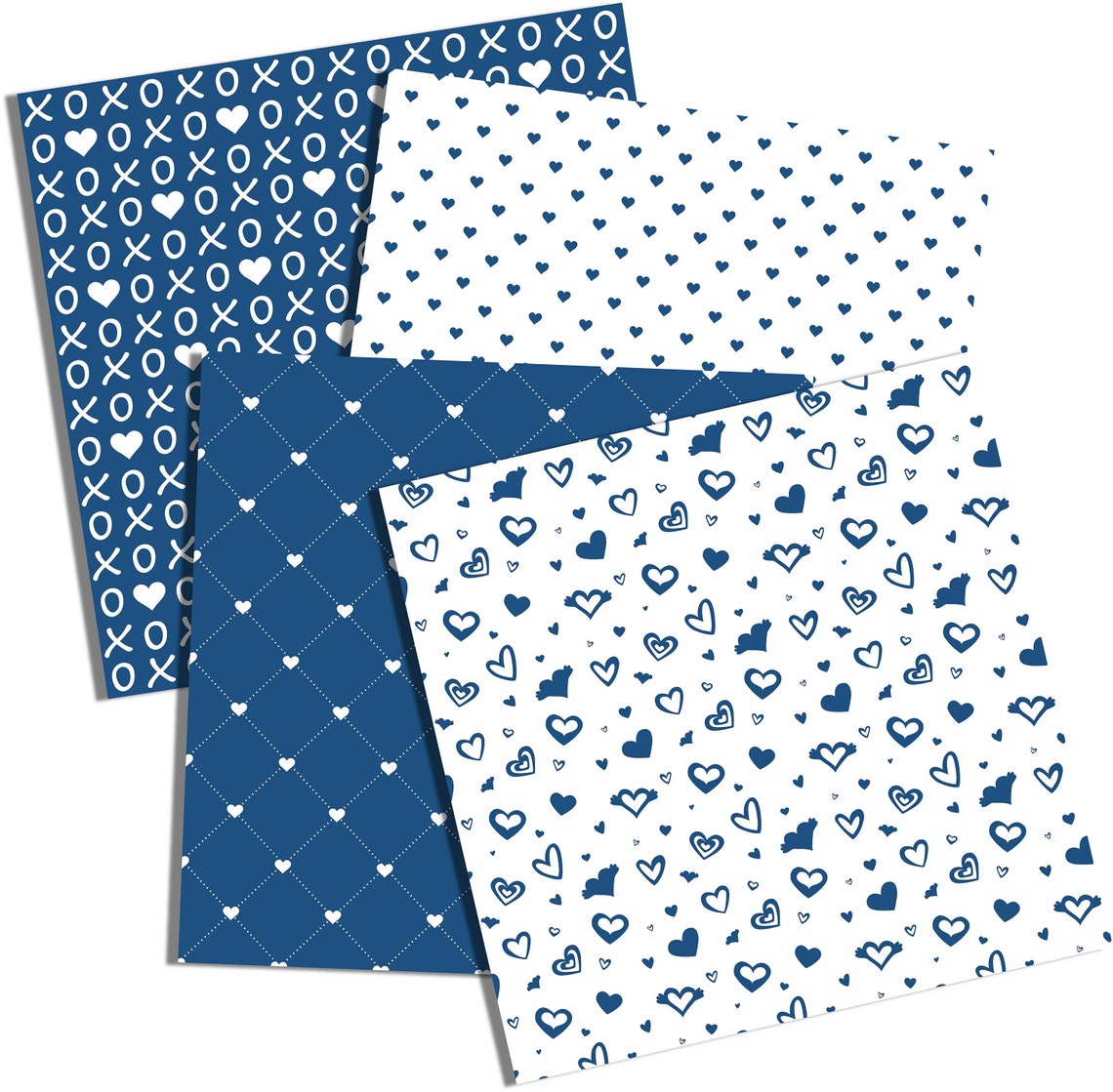 Valentine's Heart Digital Papers Blue Hearts Heart - Etsy