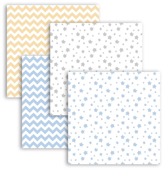 Blue and Gold Baby Girl Digital Papers Craft Supplies & Tools Visual ...