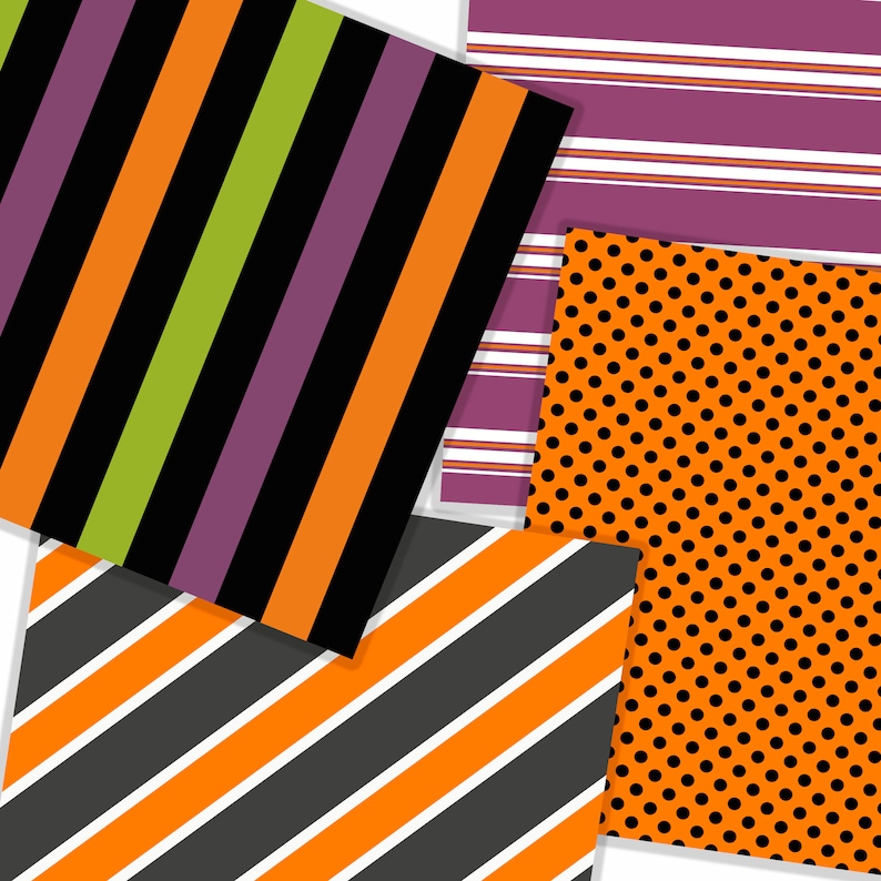 Black Halloween Digital Paper Halloween Digital Strips Orange Purple ...