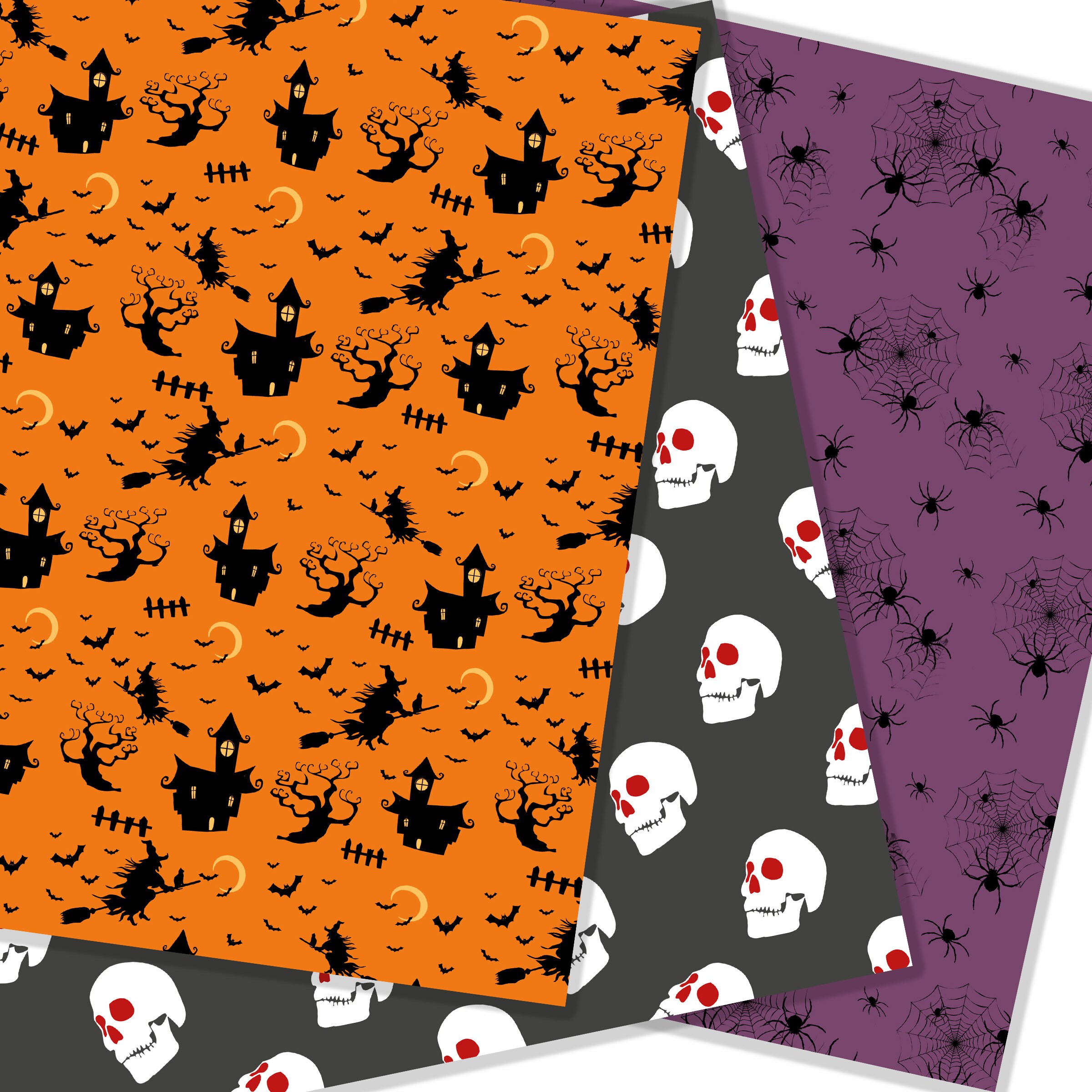Black Halloween Digital Paper Halloween Digital Strips Orange Purple ...