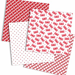 Valentine's Heart Digital Papers, Red and White Hearts, Heart ...